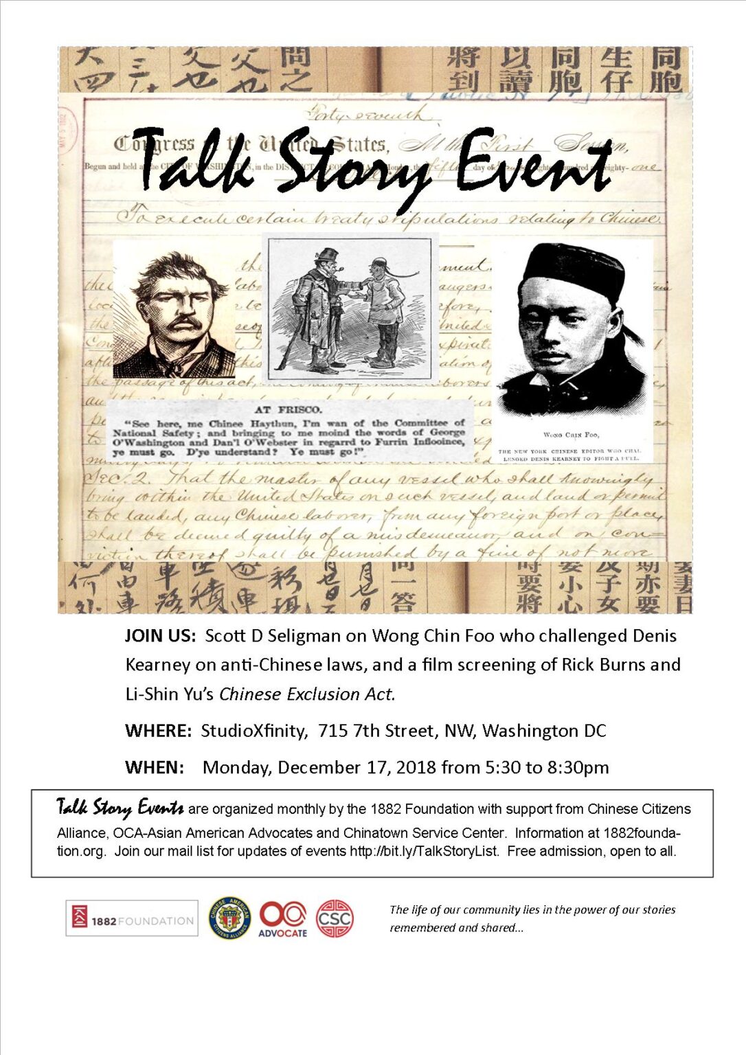 Talk Story: Wong Chin Foo & Chinese Exclusion Act – 1882 Foundation